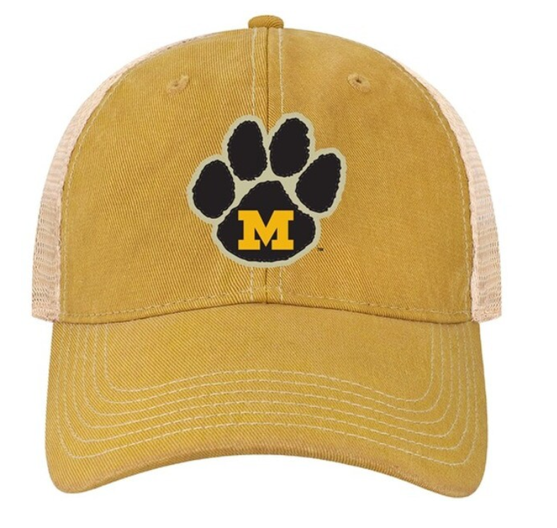 Mizzou Tigers Legacy Vault Paw M Gold Mesh Adjustable Snapback Hat ...