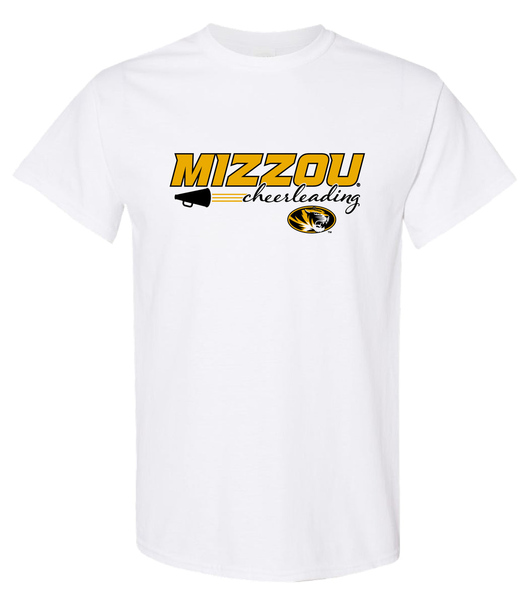 Mizzou Tigers 2024 Oval Tiger Head Cheerleading Megaphone White T-Shir ...