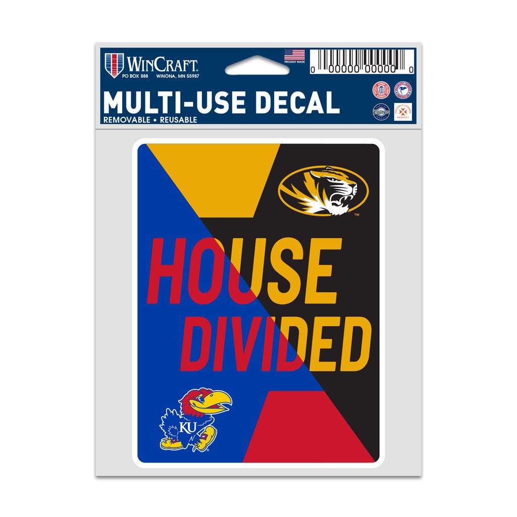 Mizzou Tigers Border Showdown MU vs KU 3.75"X5" House Divided Decal ...